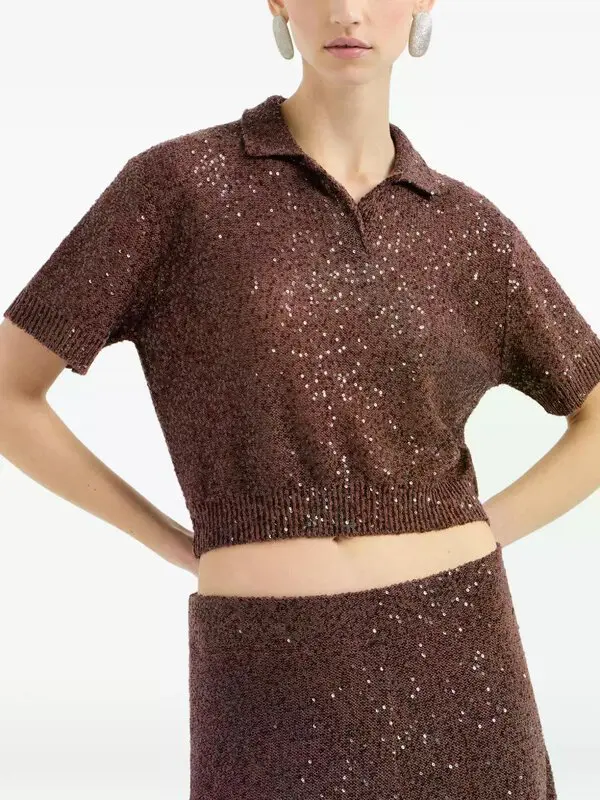 Brunello Cucinelli Sequin Embellished Polo Shirt