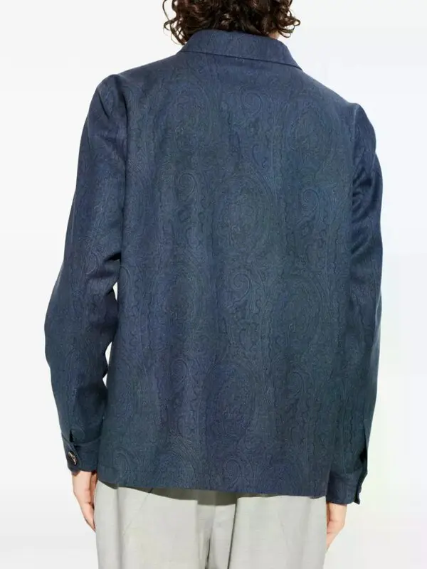 Etro Paisley Pattern Wool Jacket - Blue
