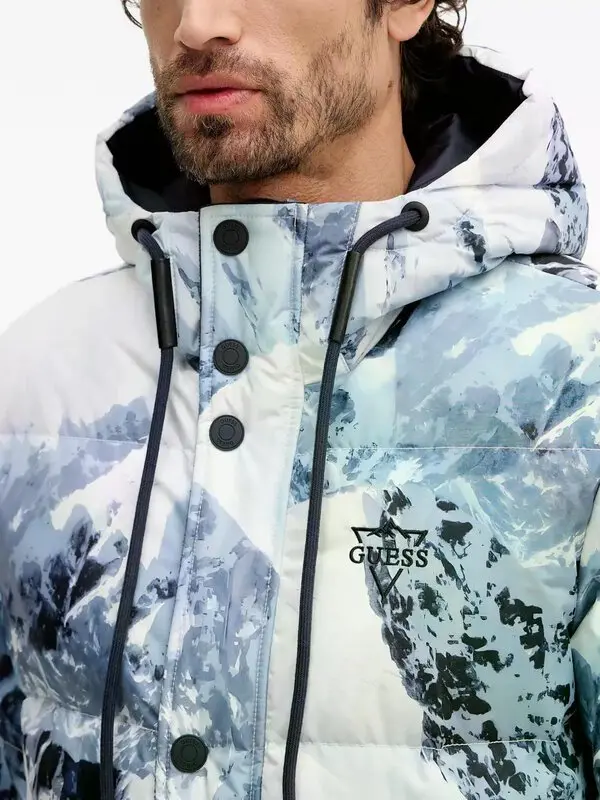 Guess Hooded Print Coat