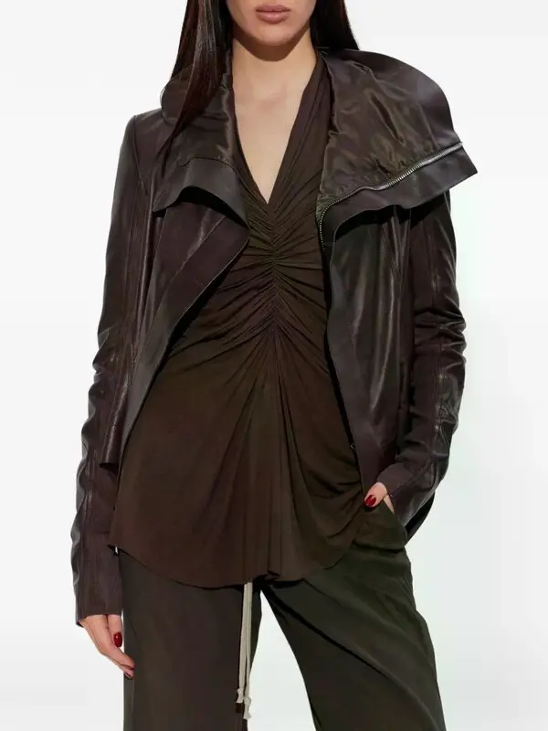 Rick Owens Naska Leather Jacket - Brown