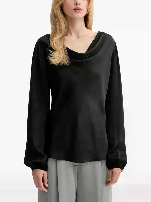 FRACOMINA Long-sleeve Scoop-neck Top - Black