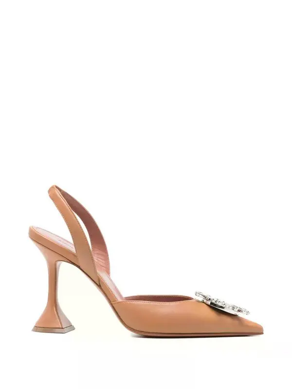 Amina Muaddi Begum Crystal-embellished Pointed Pumps - Neutrals