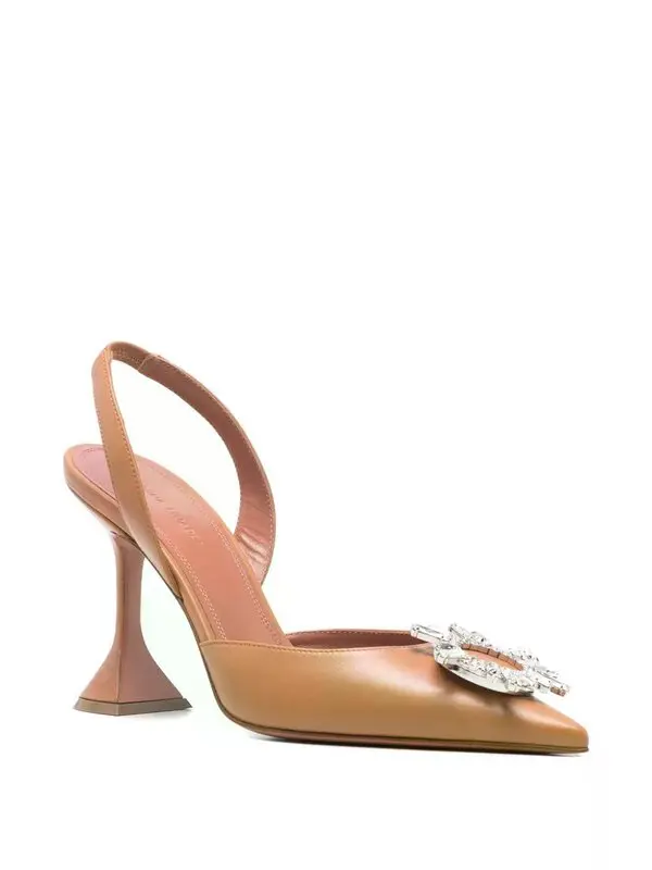 Amina Muaddi Begum Crystal-embellished Pointed Pumps - Neutrals