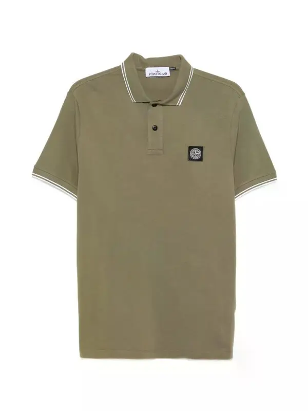 Stone Island Stripe-trim Polo Shirt - Green
