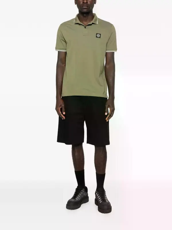 Stone Island Stripe-trim Polo Shirt - Green