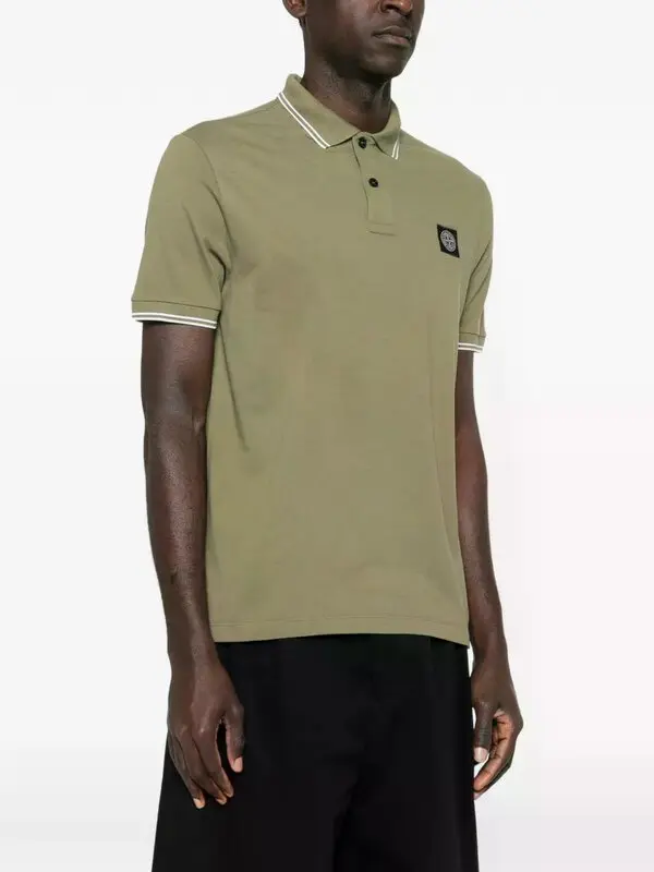 Stone Island Stripe-trim Polo Shirt - Green