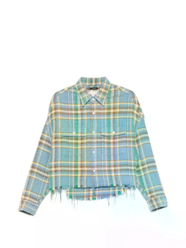 R13 Plaid Frayed Shirt - Blue