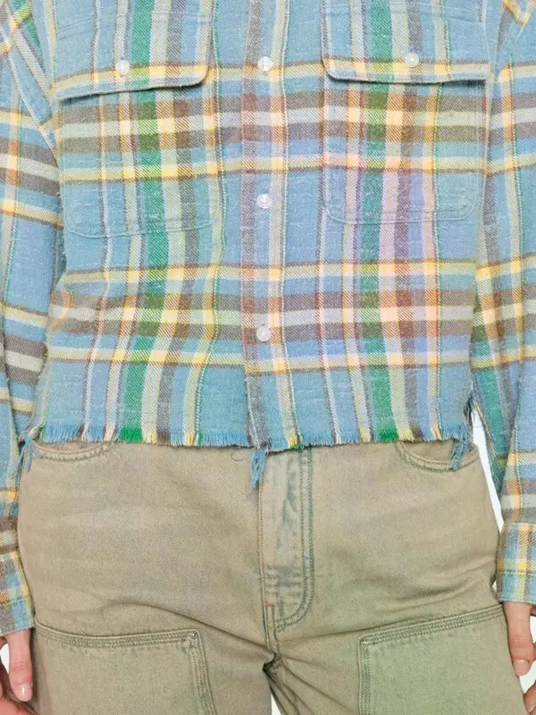 R13 Plaid Frayed Shirt - Blue
