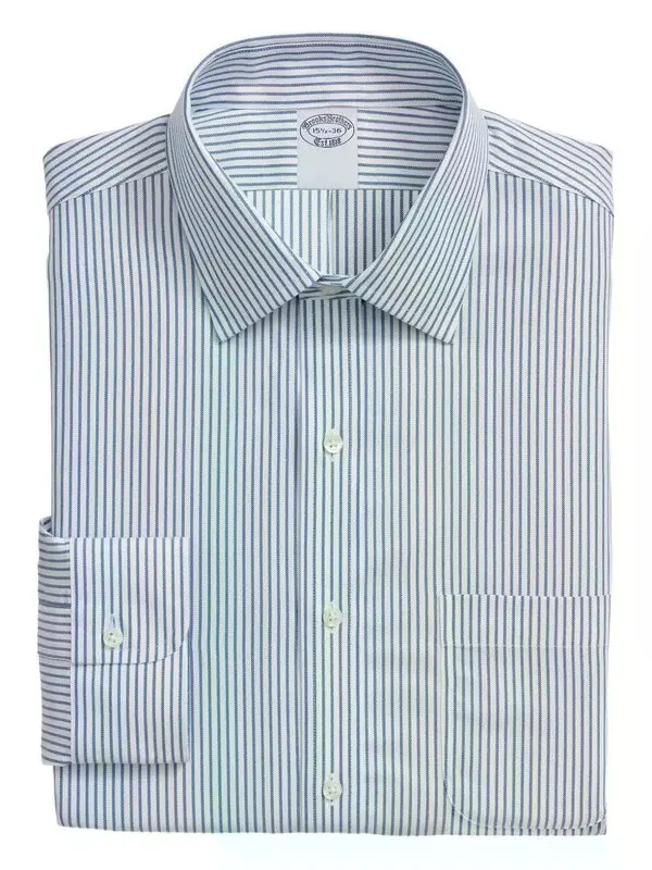 Brooks Brothers Ainsley Collar Striped Shirt - Blue