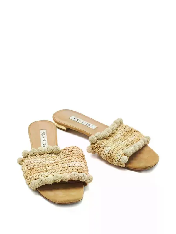 AQUAZZURA Pom Pom Woven Sandals