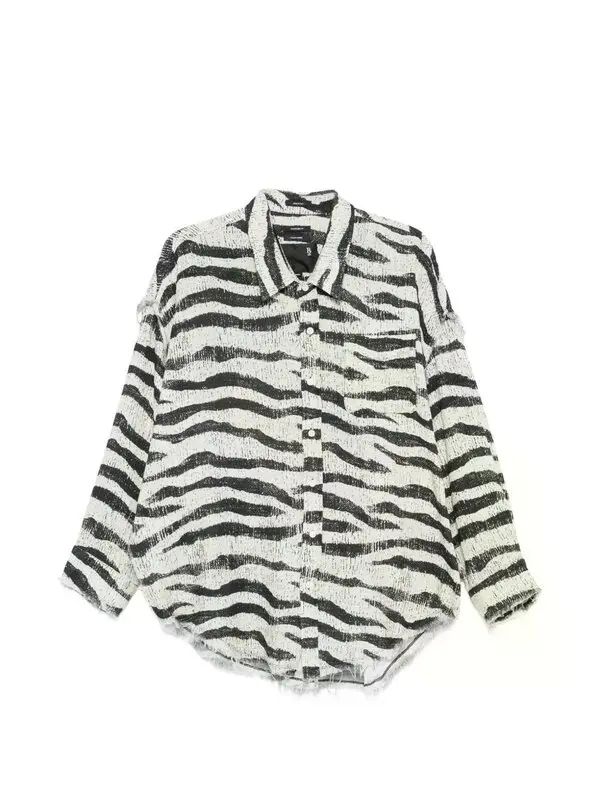 R13 Zebra Frayed Shirt - White