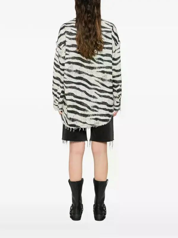 R13 Zebra Frayed Shirt - White