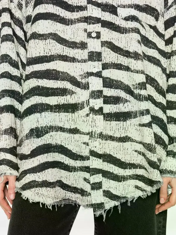 R13 Zebra Frayed Shirt - White