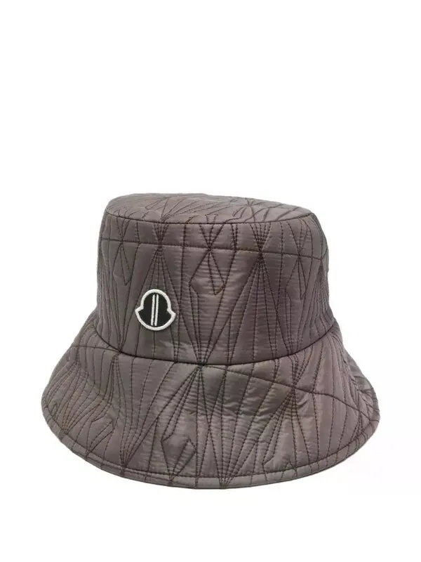 MONCLER + RICK OWENS Logo-patch Quilted Bucket Hat - Brown