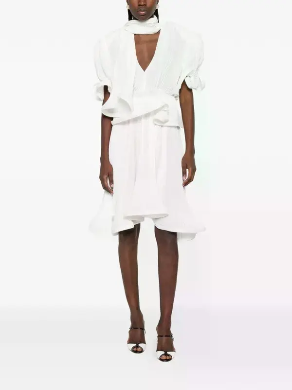 ROWEN ROSE Pleated Midi Skirt - White
