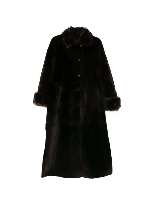 Nour Hammour Enya Buttoned Collared Shearling Coat