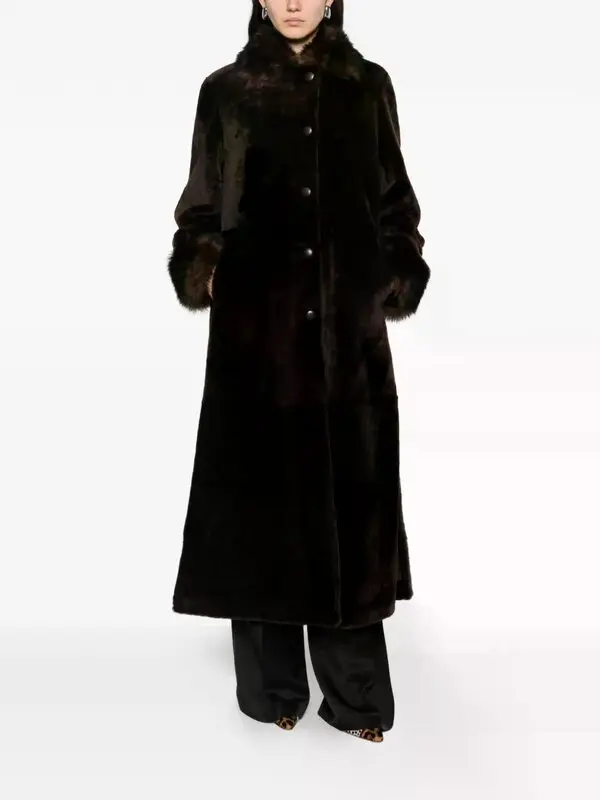 Nour Hammour Enya Buttoned Collared Shearling Coat