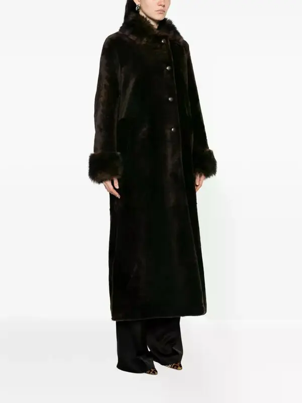 Nour Hammour Enya Buttoned Collared Shearling Coat