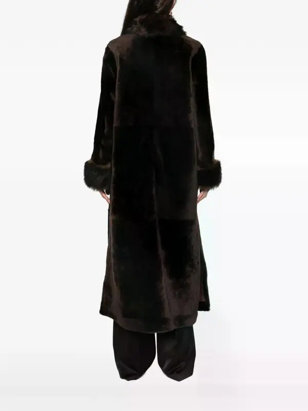 Nour Hammour Enya Buttoned Collared Shearling Coat