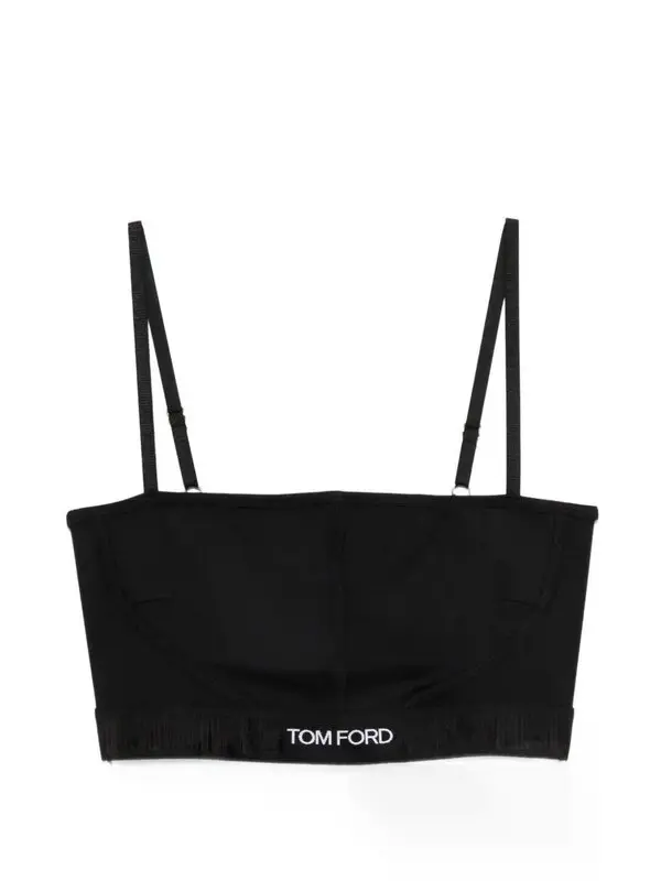 TOM FORD Logo-band Square-neck Bra - Black