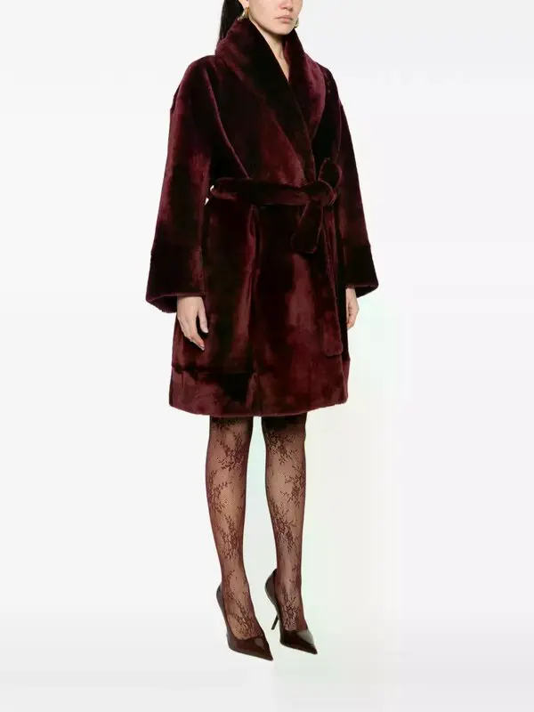 Nour Hammour Juno Belted Shearling Coat