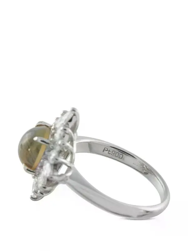 LB EXCLUSIVE Platinum Diamond And Cats Eye Ring