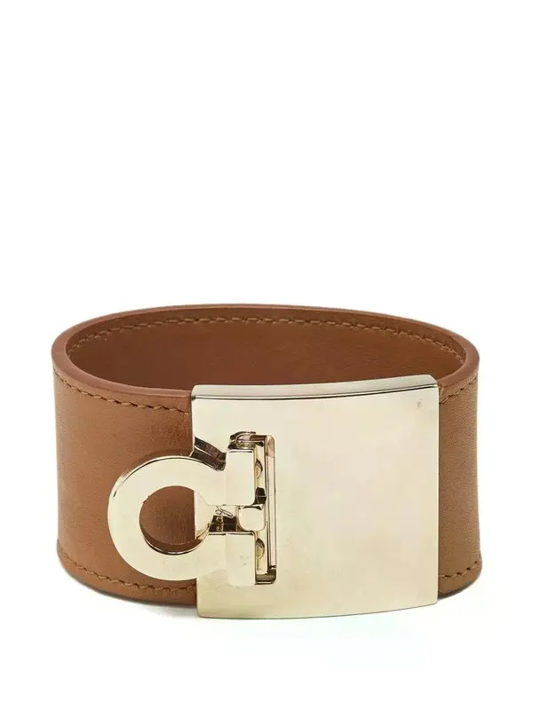 FERRAGAMO Gancini Leather Bracelet - Gold