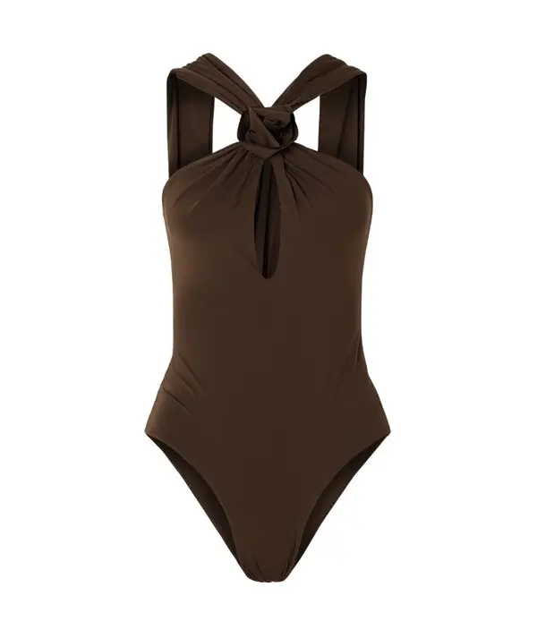MAYGEL CORONEL Sole Appliquéd Cutout Swimsuit - Brown