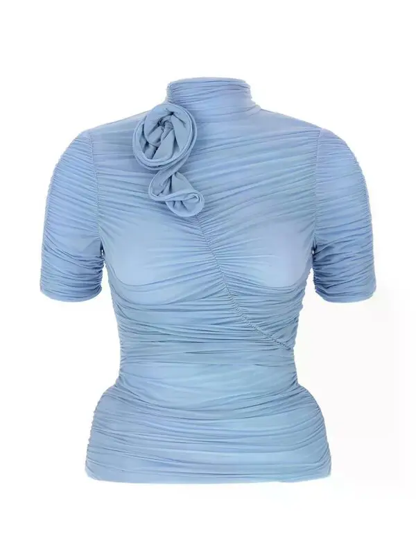 Magda Butrym Floral Curl Silk Top - Blue