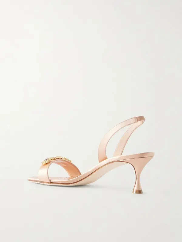 Manolo Blahnik Cupisan 50 Embellished Satin Slingback Sandals