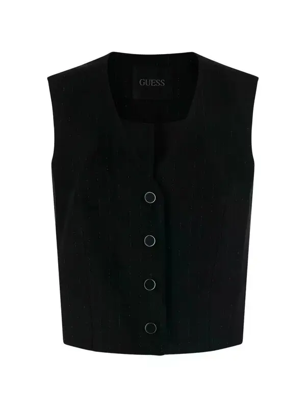 Guess Pinstripe Button Top - Black
