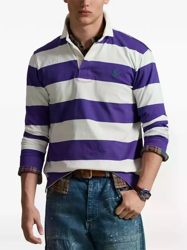 Polo Ralph Lauren Striped Long-sleeve Polo Shirt - Purple