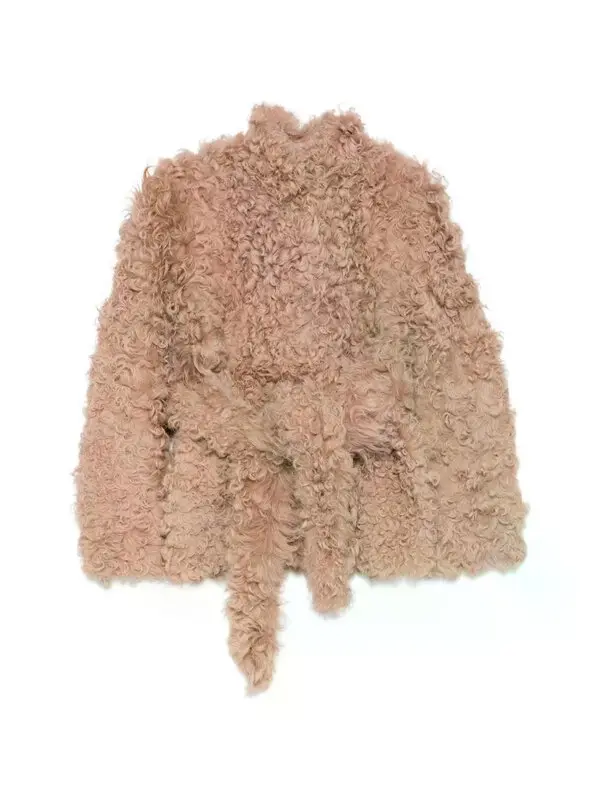 Nour Hammour Elsa Belted Fur Coat - Neutrals