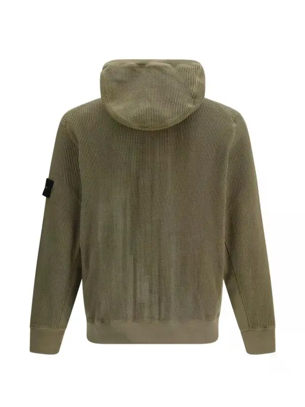 Stone Island Zip-up Hooded Waffle Sweatshirt
