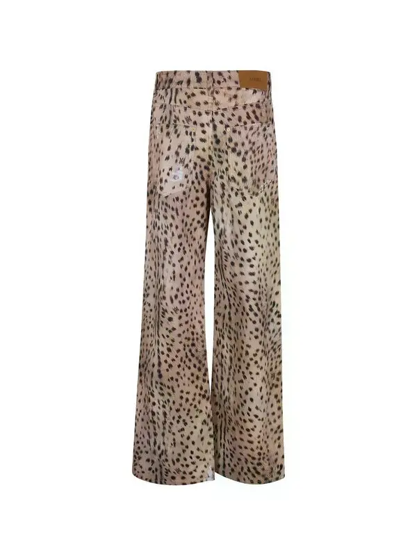 Amiri Animal-print Wide-leg Jeans - Neutrals