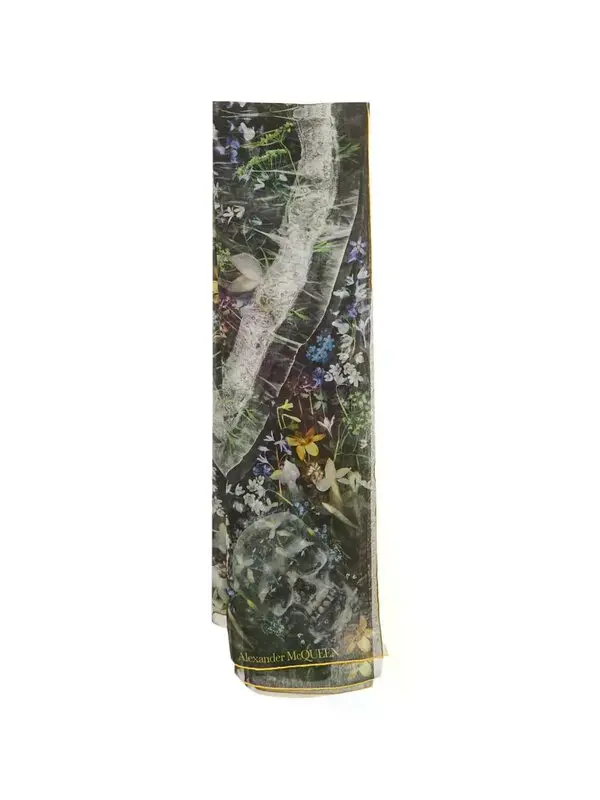 Alexander McQueen Floral-print Square Scarf - Black