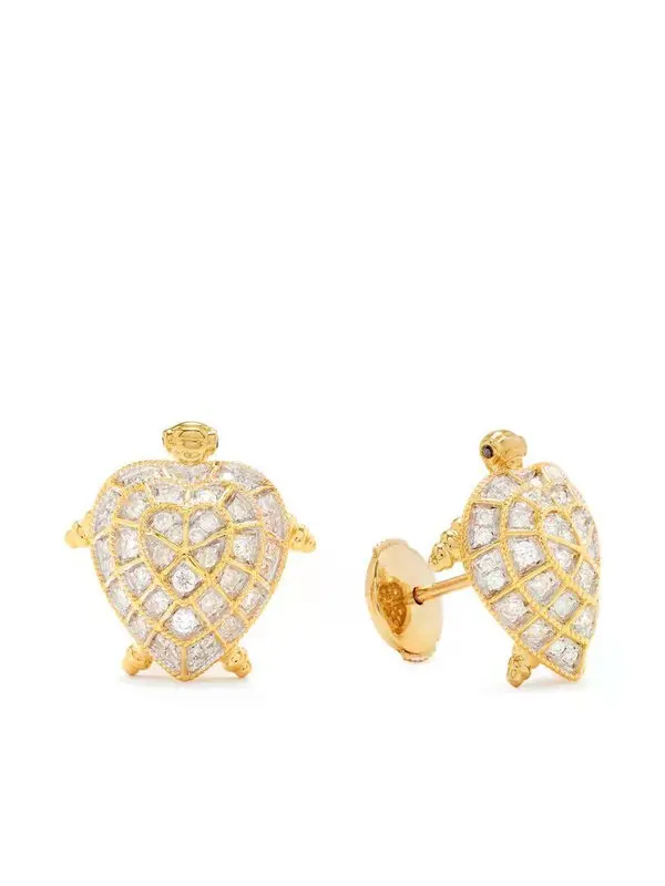 Yvonne Léon Tortoise Diamond Stud Earrings - Gold