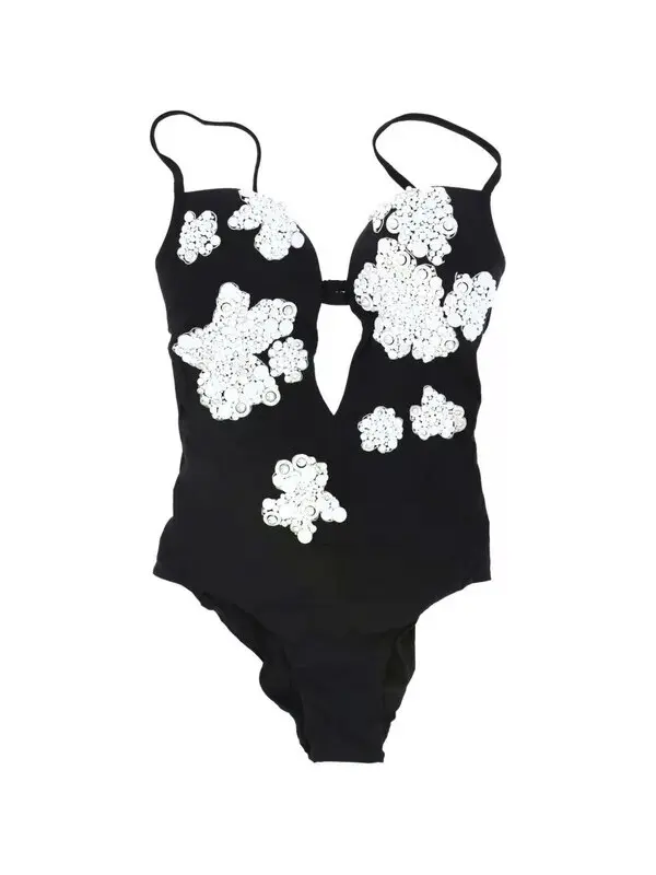 La Perla Sea Floral-embellished Swimsuit - Black