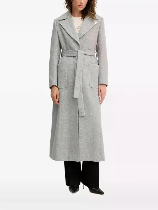 FRACOMINA Herringbone-pattern Belted Coat