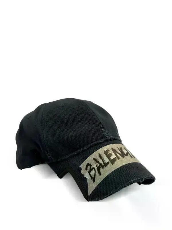 Balenciaga Masking Tape Cotton Drill Cap - Black