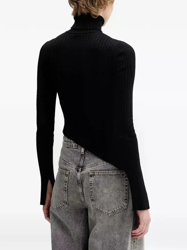 Hugo Ribbed Knit Turtleneck Slit Sweater