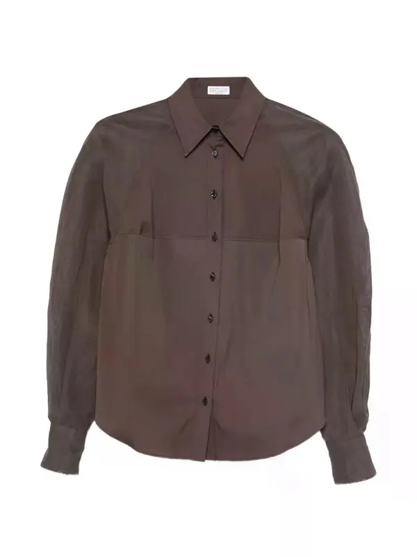 Brunello Cucinelli Sheer-panel Long-sleeve Shirt