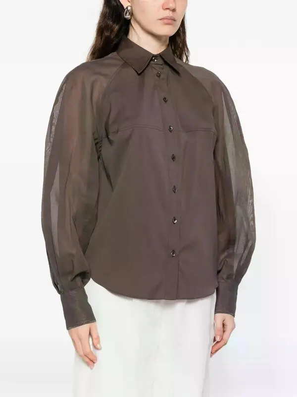 Brunello Cucinelli Sheer-panel Long-sleeve Shirt