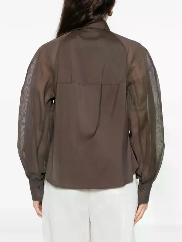 Brunello Cucinelli Sheer-panel Long-sleeve Shirt