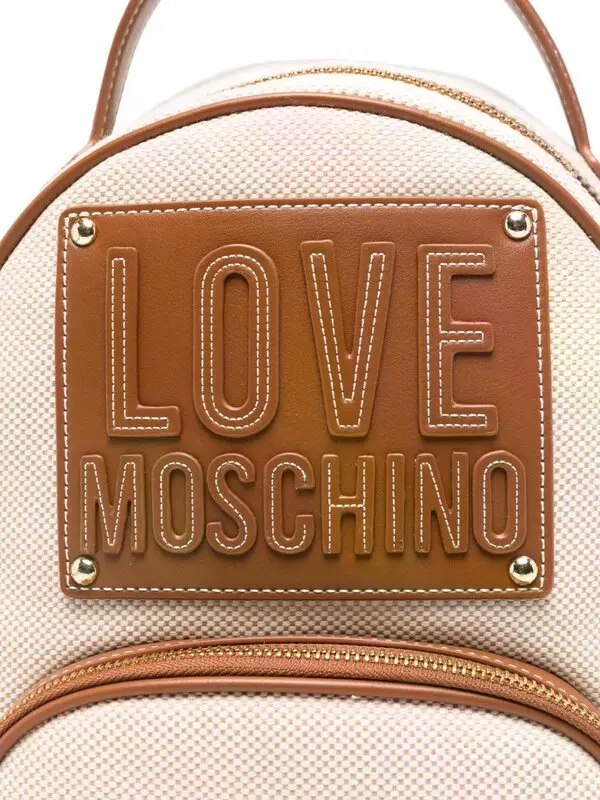 Moschino Embossed Logo Backpack - Neutrals