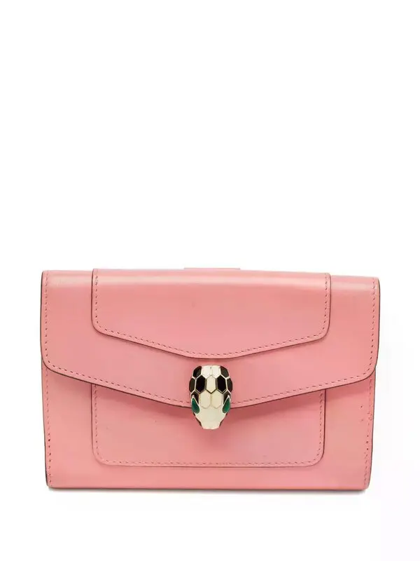 BVLGARI Leather Enamel Wallet - Pink