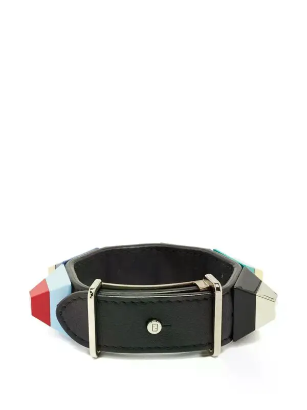 Fendi Resin Studs Leather Bracelet