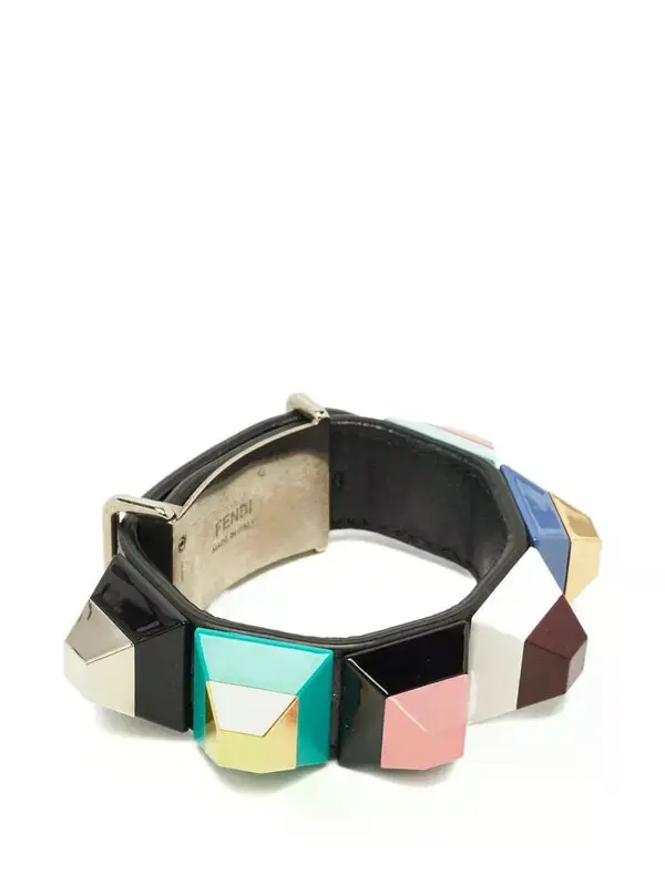 Fendi Resin Studs Leather Bracelet