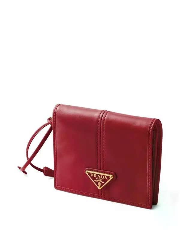 Prada Small Enamelled Triangle Leather Wallet