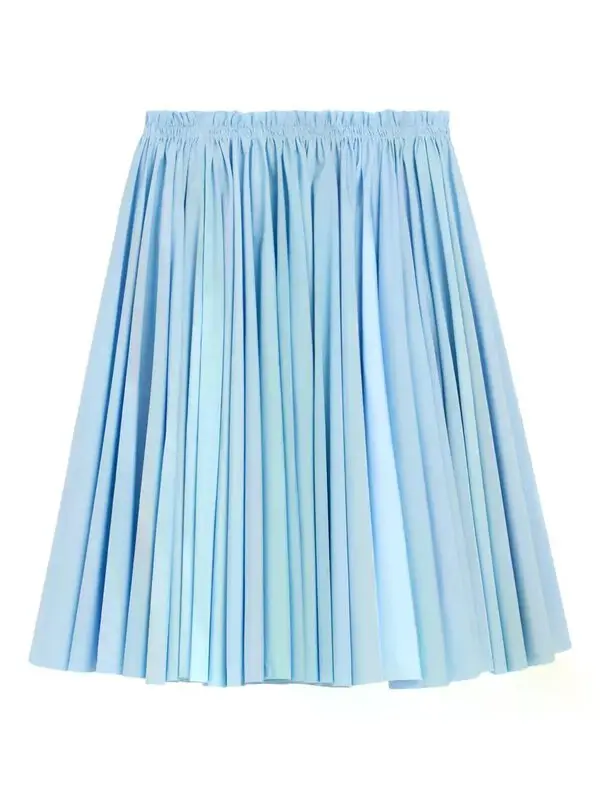 AMI Paris Cotton Poplin Midi Corolla Skirt - Blue